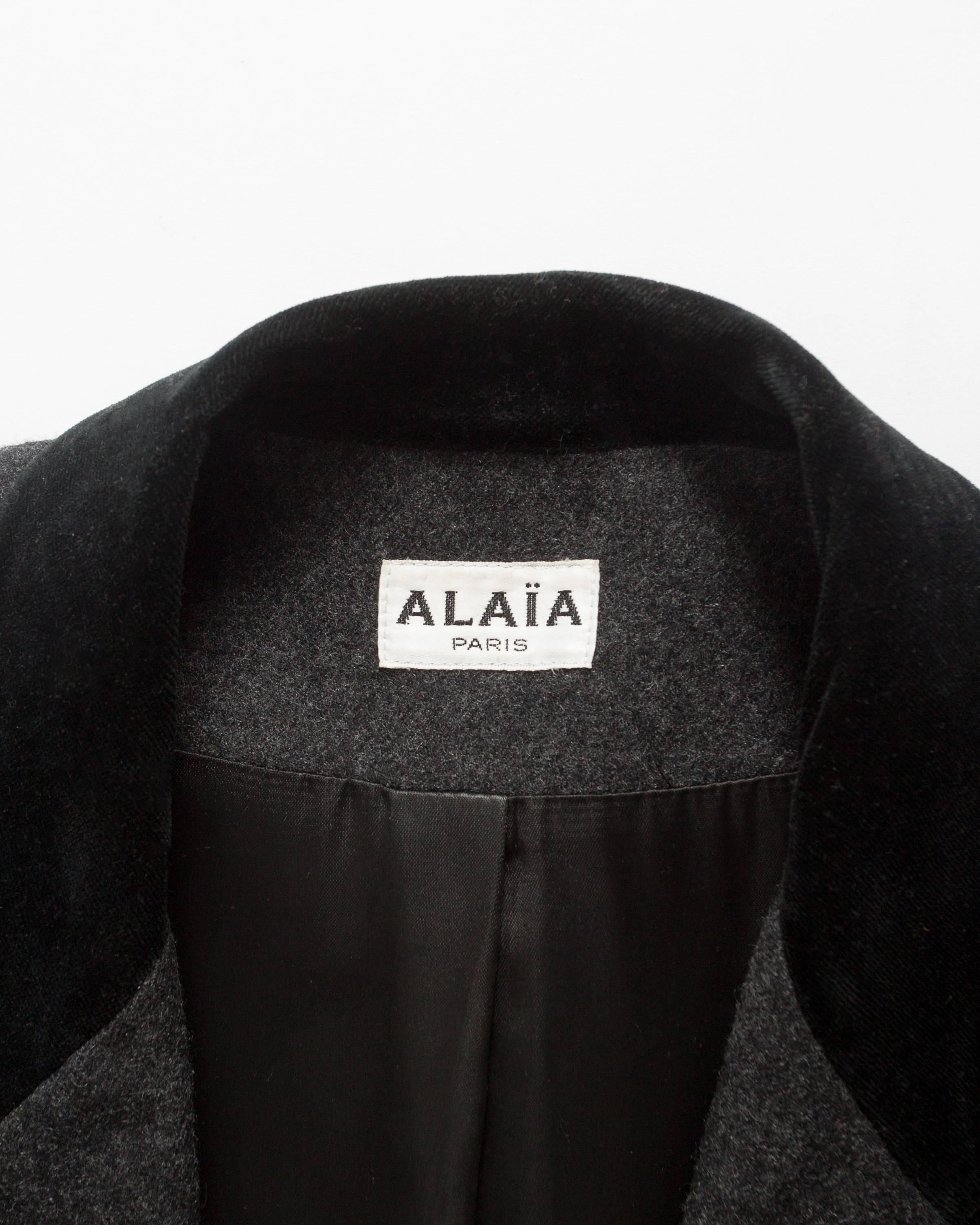 Azzedine Alaia charcoal grey molten wool trouser suit, fw 1987 For Sale ...