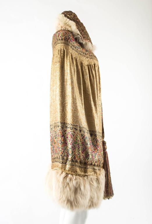 1920s gold lamé evening cape with fox fur trim For Sale at 1stDibs ...
