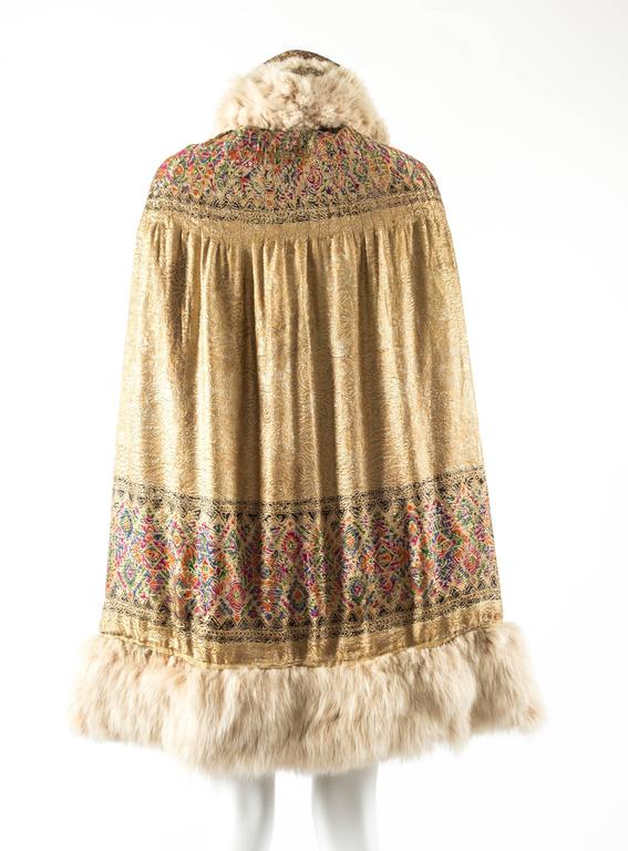 1920s gold lamé evening cape with fox fur trim For Sale at 1stDibs ...