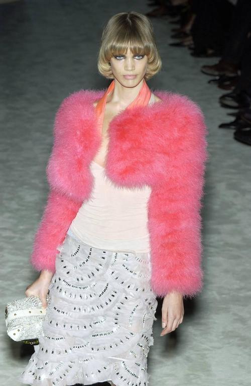 Tom Ford for Gucci Spring-Summer 2004 hot pink marabou bolero jacket at ...