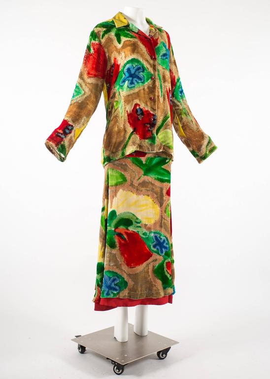 Issey Miyake Autumn-Winter 1996 floral devoré skirt suit For Sale at ...