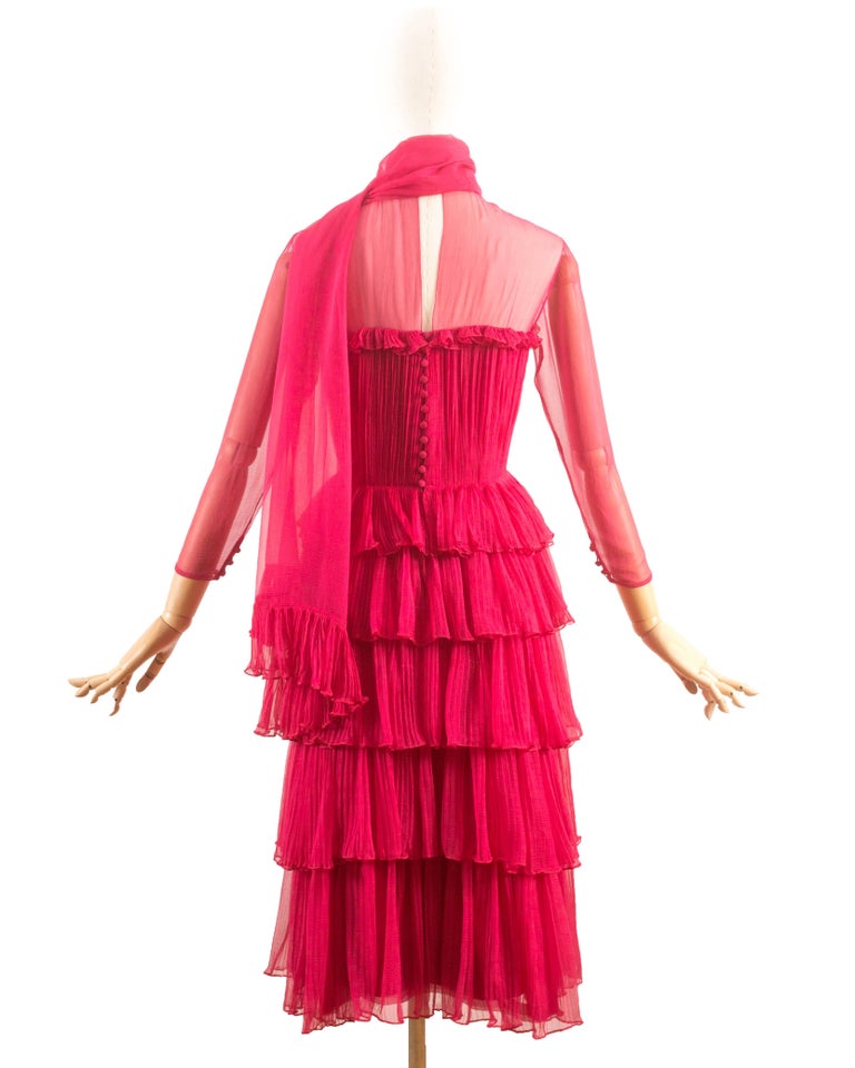 Chanel Haute Couture silk fuchsia pleated evening dress, Spring-Summer ...