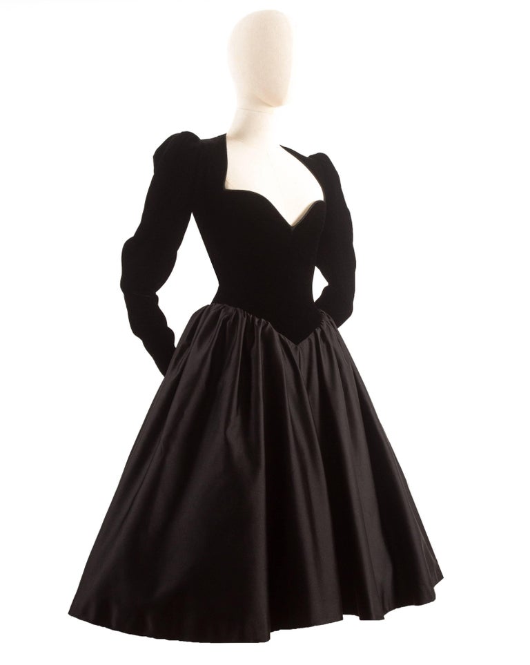 Yves Saint Laurent Haute Couture black silk velvet cocktail dress, fw ...