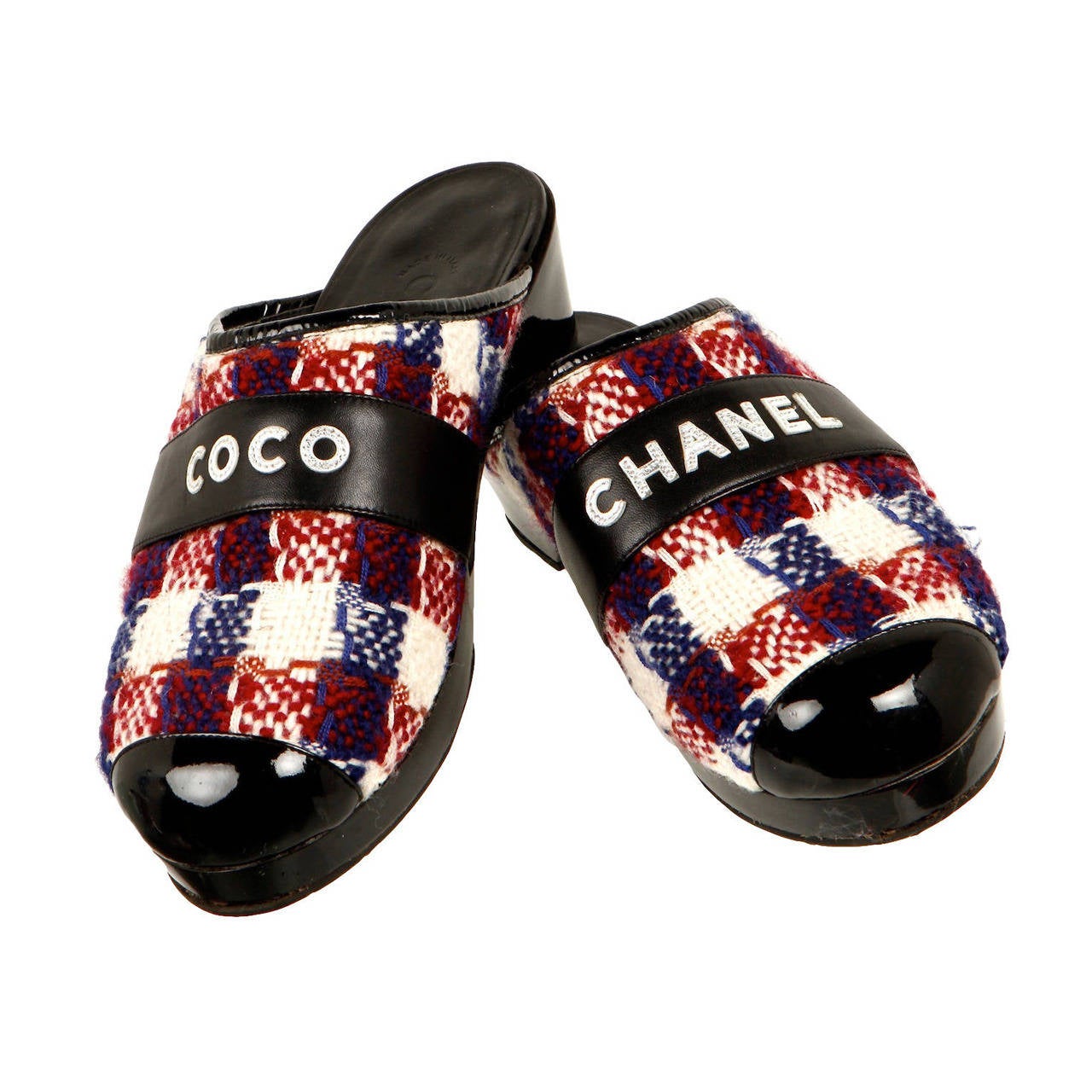 Super rare Chanel Tweed Clogs at 1stDibs | chanel clogs