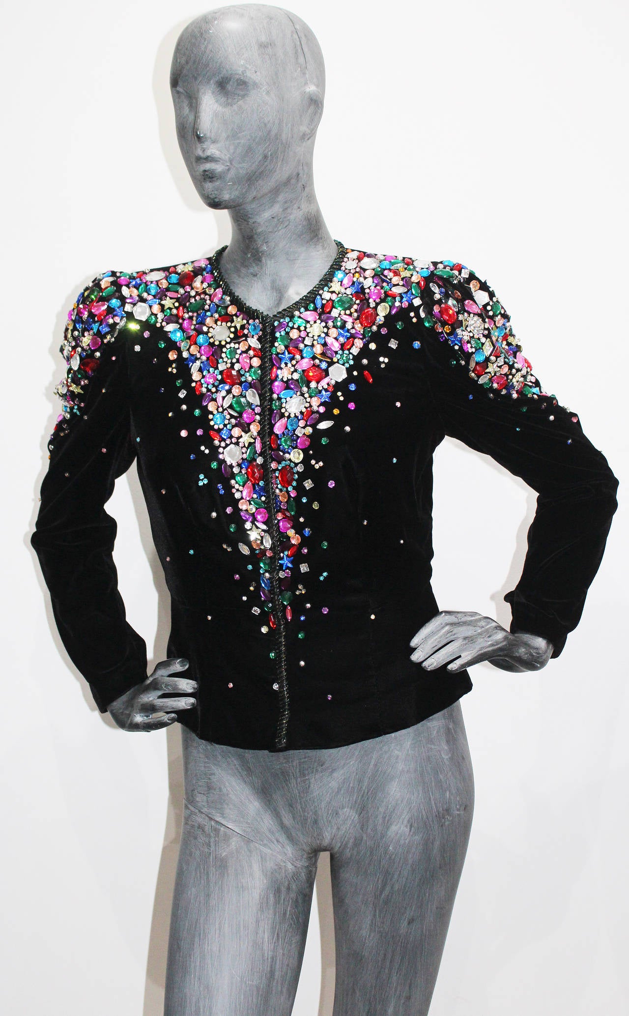 1980s Custom Made Bejeweled Velvet Jacket For Sale at 1stDibs ...