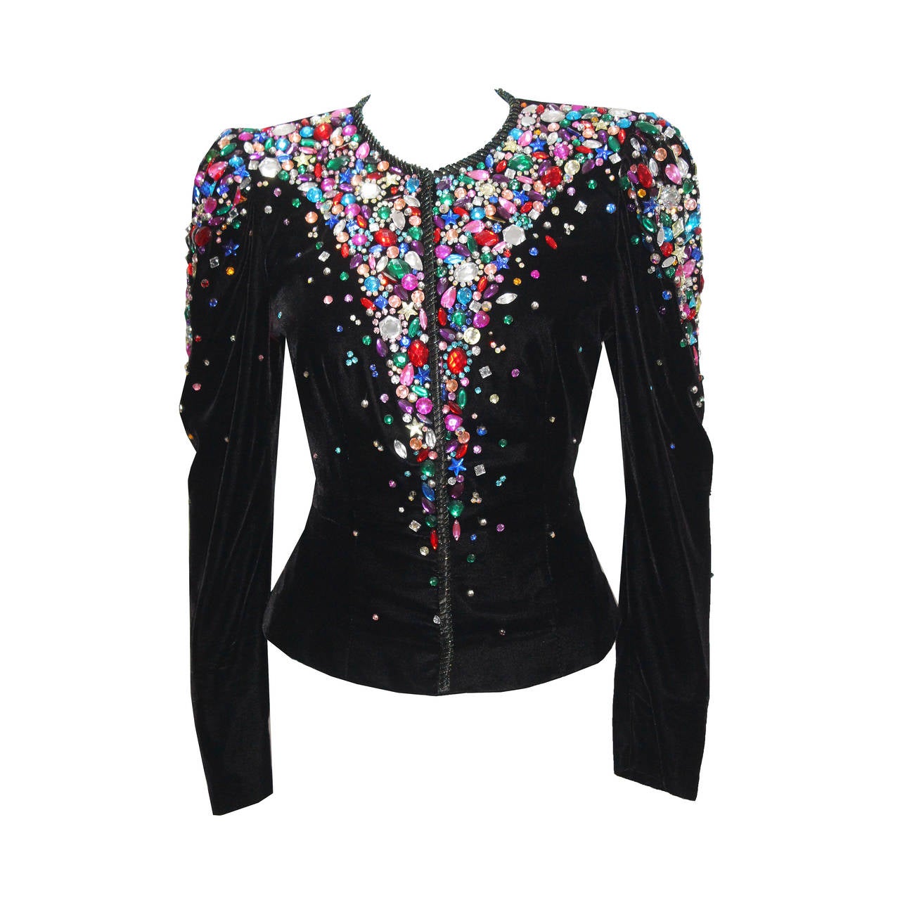 1980s Custom Made Bejeweled Velvet Jacket For Sale at 1stDibs ...
