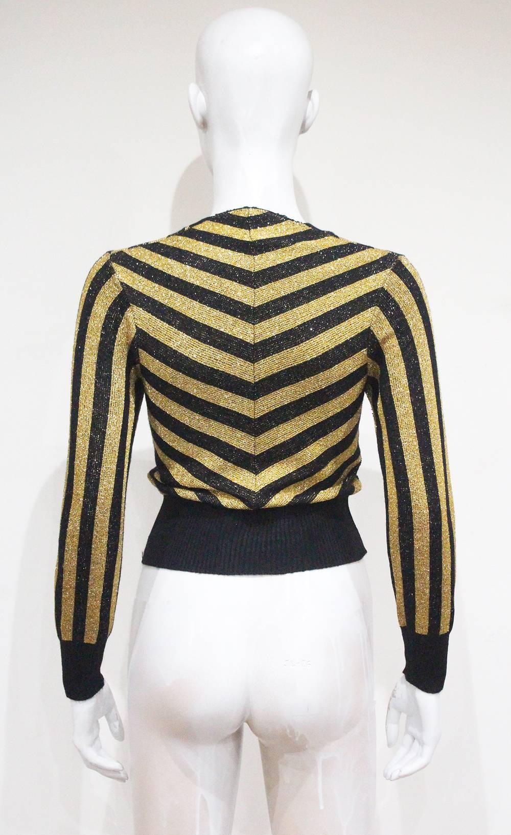 Mary Quant black and gold striped lurex sweater, c. 1970s at 1stDibs