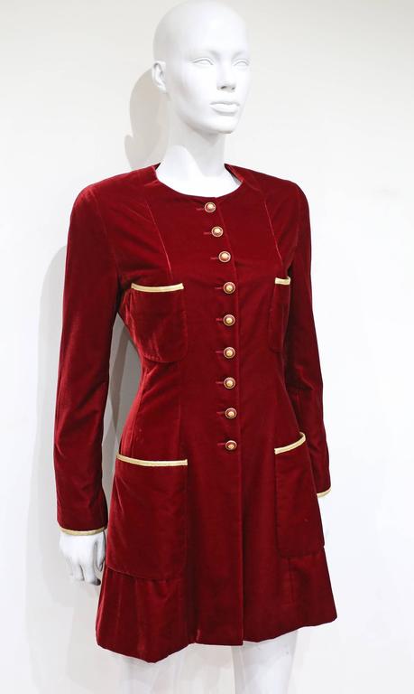Chanel red velvet Napoleon style riding jacket, c. 1993 at 1stDibs ...