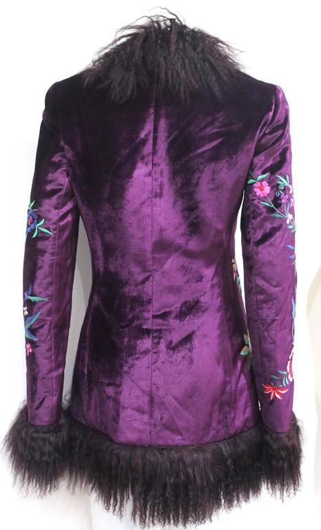 Dolce and Gabbana velvet embroidered evening jacket with fur trim c ...