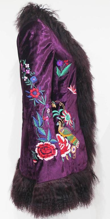 Dolce and Gabbana velvet embroidered evening jacket with fur trim c ...