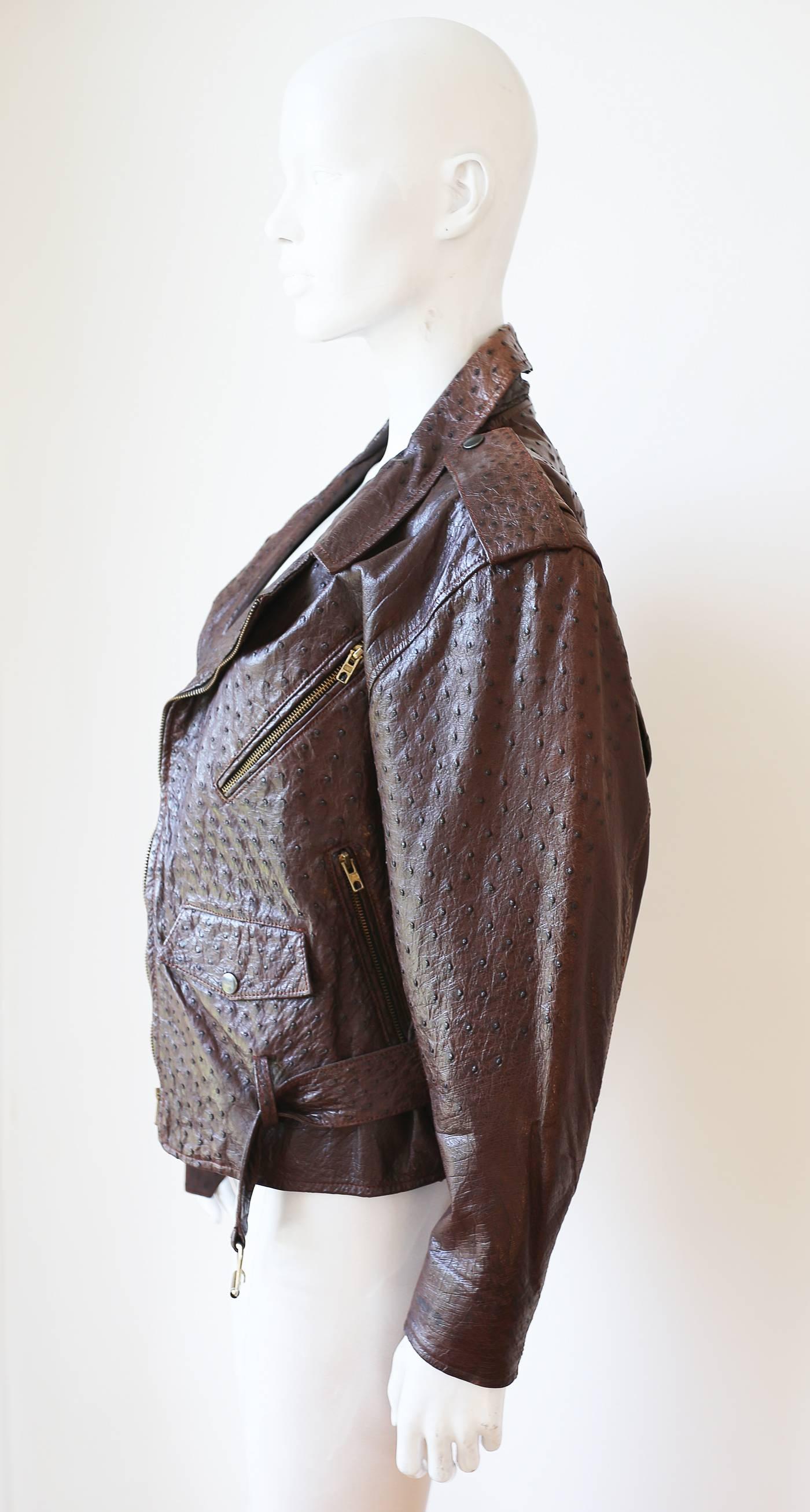 Jean-Claude Jitrois Ostrich Skin Motorcycle Jacket, c. 1980s For Sale ...