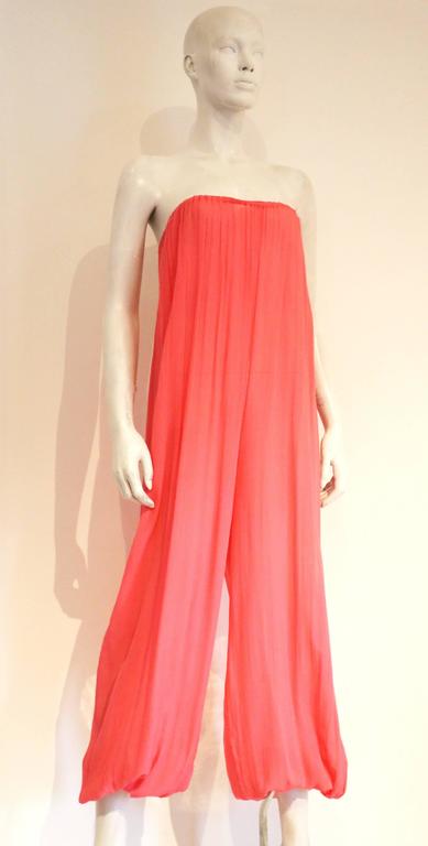 Quorum pink silk chiffon harem jumpsuit, c. 1970s For Sale at 1stDibs