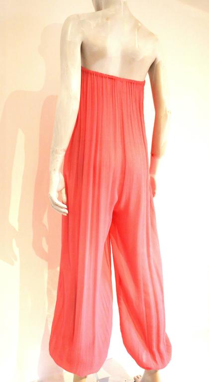 Quorum pink silk chiffon harem jumpsuit, c. 1970s For Sale at 1stDibs