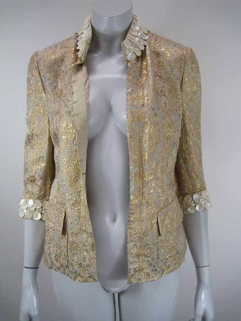 Dolce and Gabbana Gold Brocade Embellished Jacket For Sale at 1stDibs ...