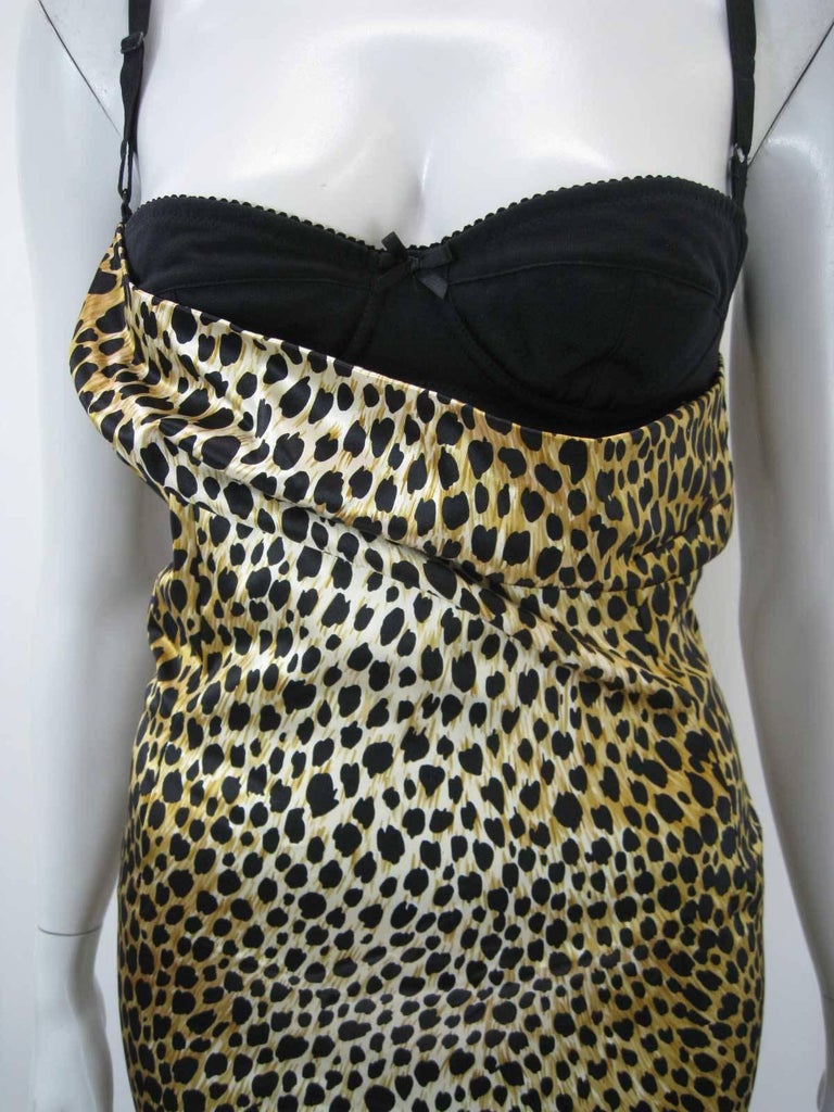 Dolce and Gabbana Leopard Print BodyCon Cocktail Dress with Bra Top at ...