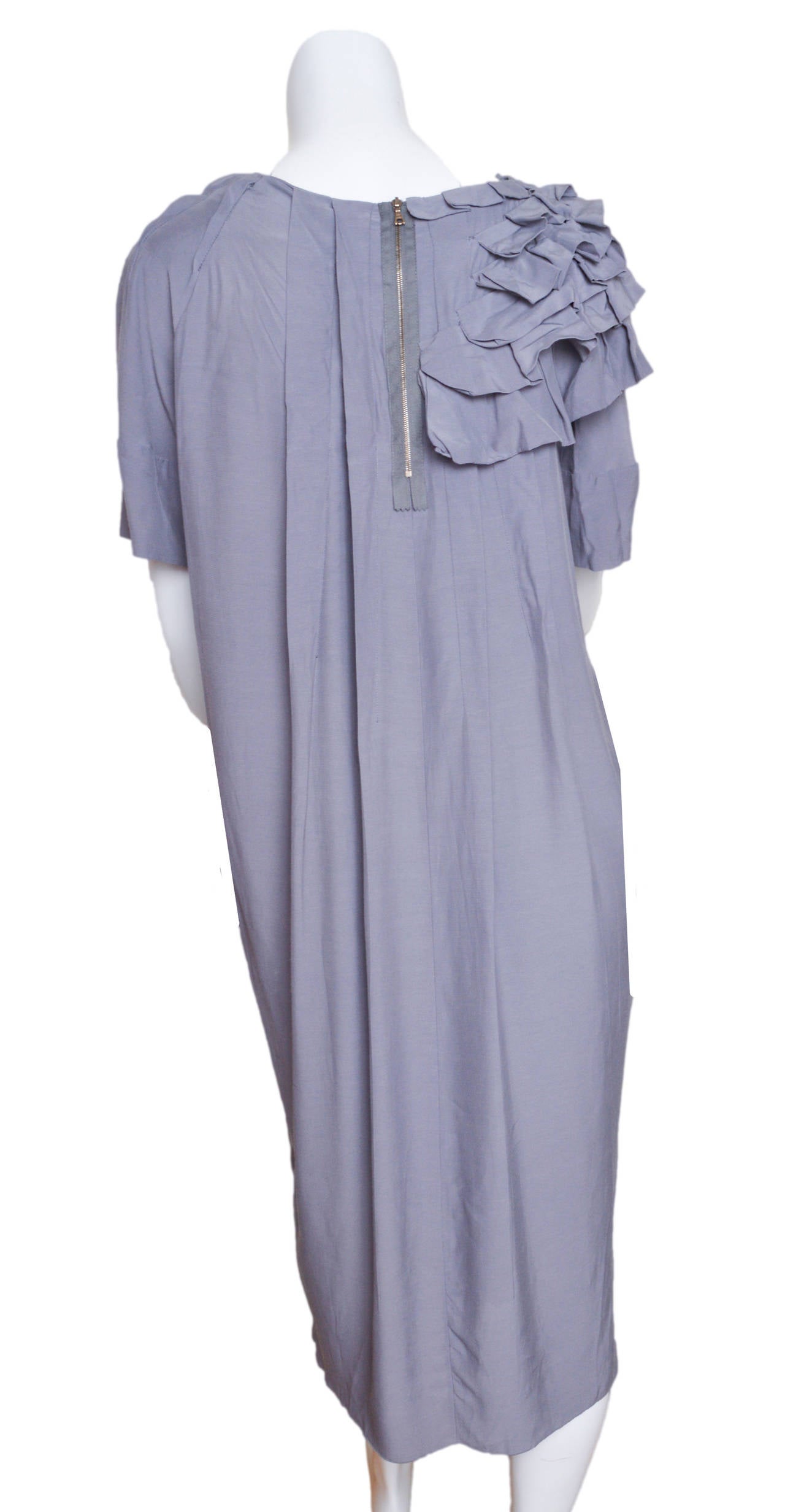 Marni Gray Ruffle Shift Dress Size 42 at 1stDibs