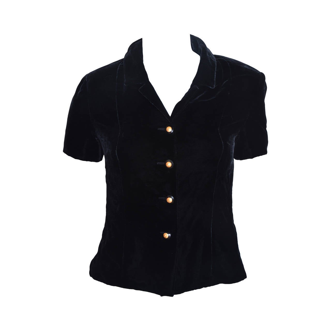 Chanel Boutique Black Velvet Formal Top at 1stDibs