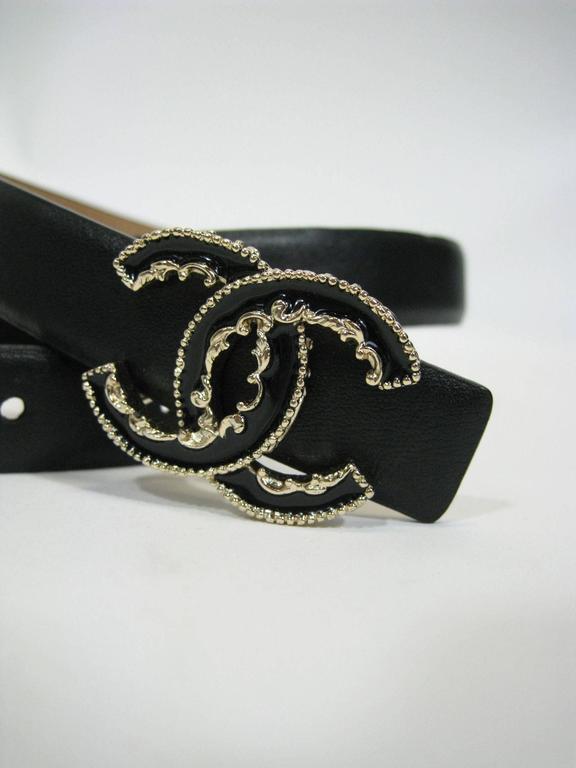 Chanel Skinny Black Leather Cc Logo Belt at 1stDibs | skinny chanel ...