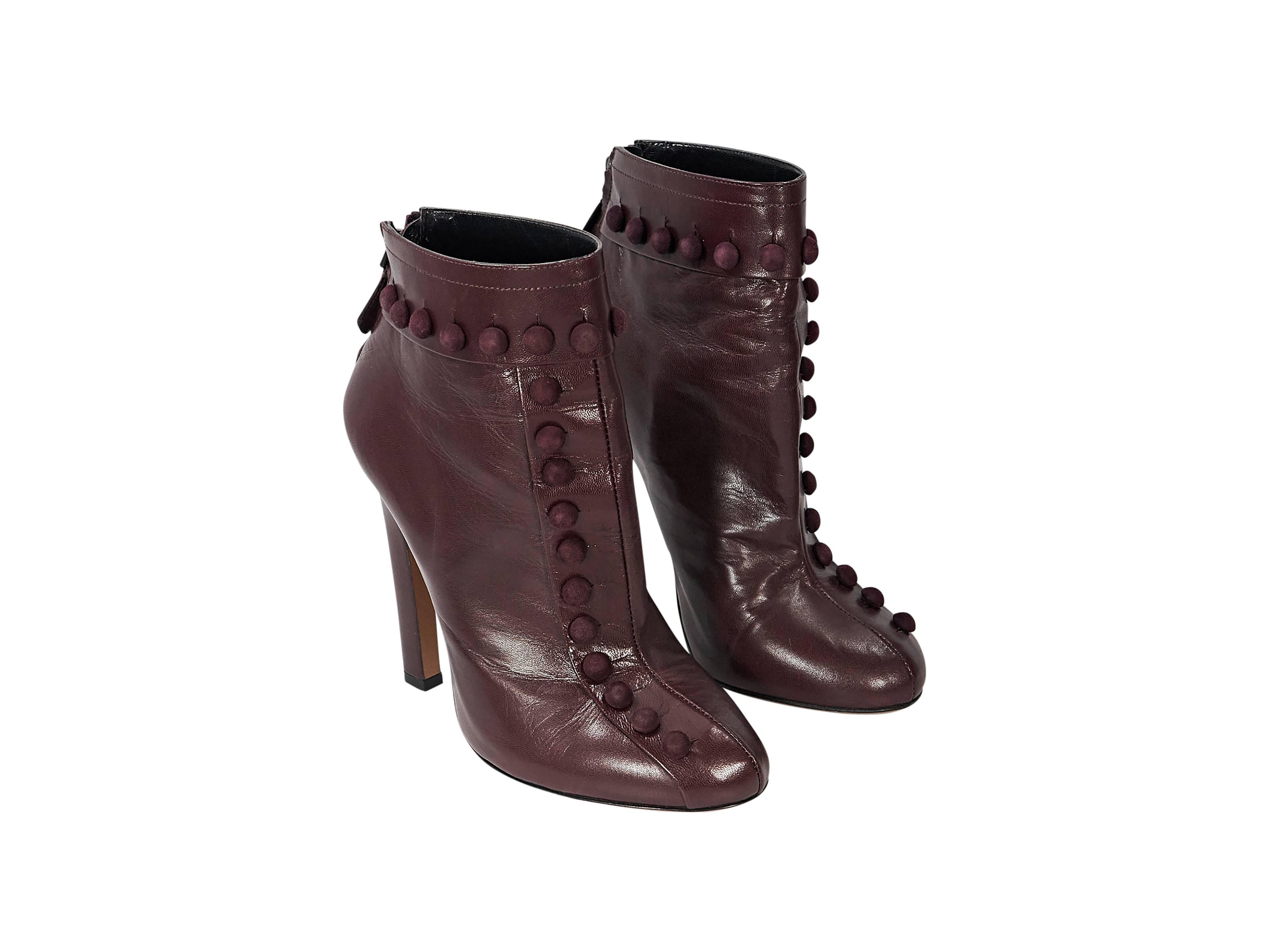 Cranberry Alaia Leather Ankle Boots For Sale at 1stDibs