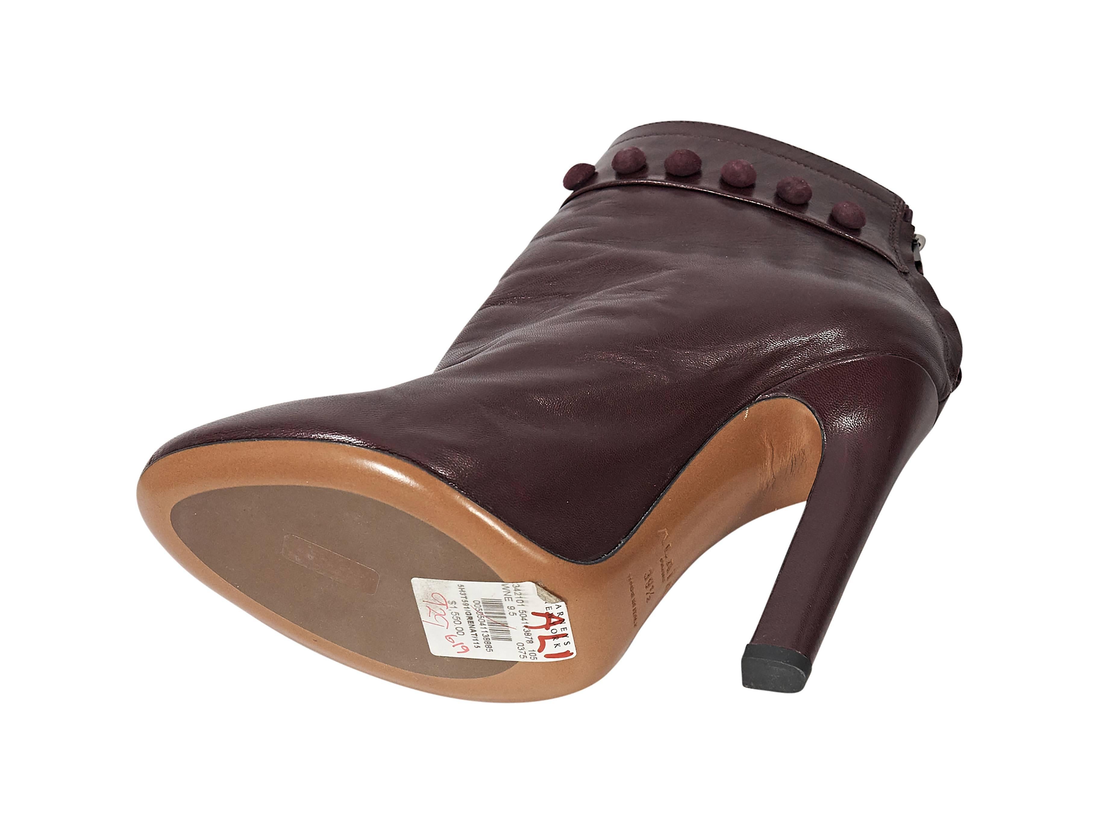 Cranberry Alaia Leather Ankle Boots For Sale at 1stDibs