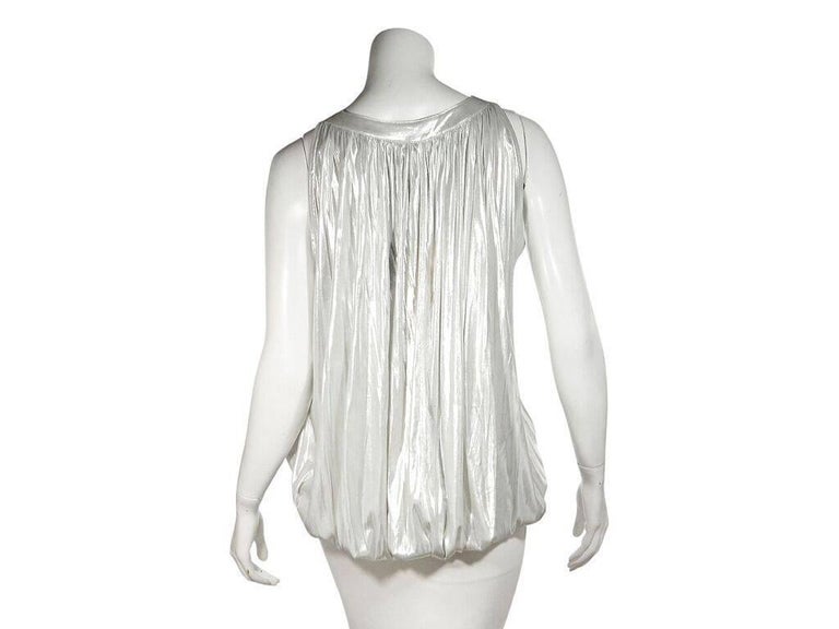 Metallic Silver Fendi Draped-Back Top For Sale at 1stDibs