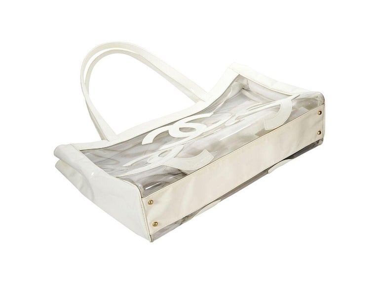 White Chanel Logo PVC Tote Bag For Sale at 1stDibs | chanel pvc tote bag