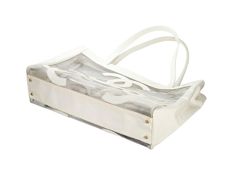 White Chanel Logo PVC Tote Bag For Sale at 1stDibs | chanel pvc tote bag