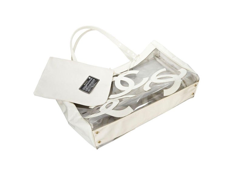 White Chanel Logo PVC Tote Bag For Sale at 1stDibs | chanel pvc tote bag