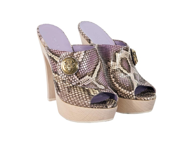 Multicolor Gucci Python Platform Clogs For Sale at 1stDibs