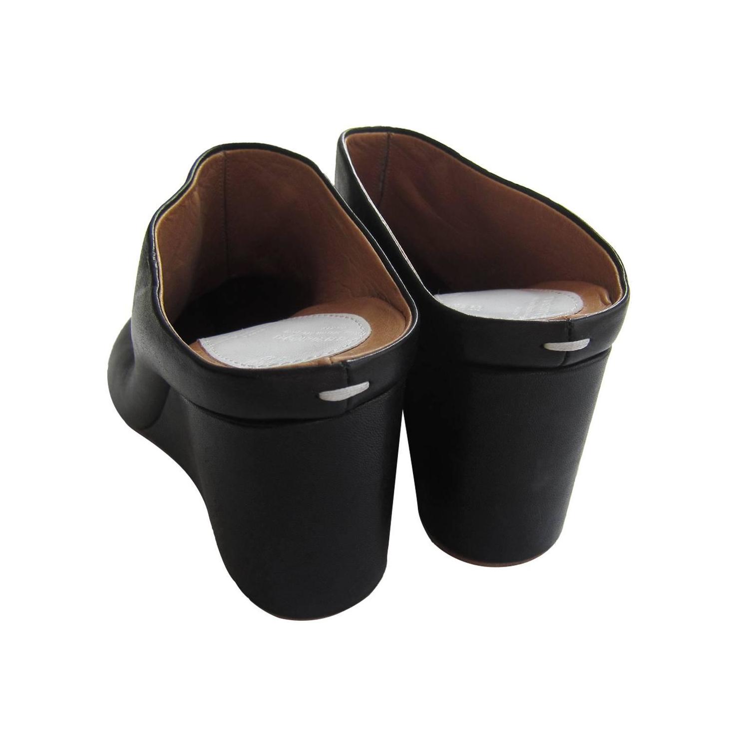 Martin Margiela Tabi Black Mule Wedge Split Toe Shoes at 1stdibs