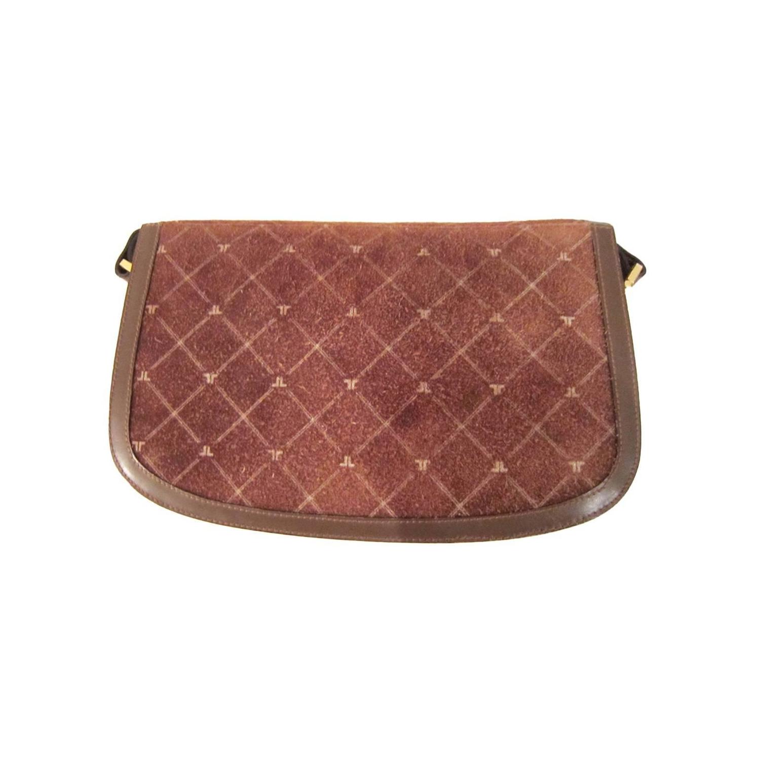 Lanvin Pink Marron Suede Shoulder Box Bag 70s For Sale at 1stdibs