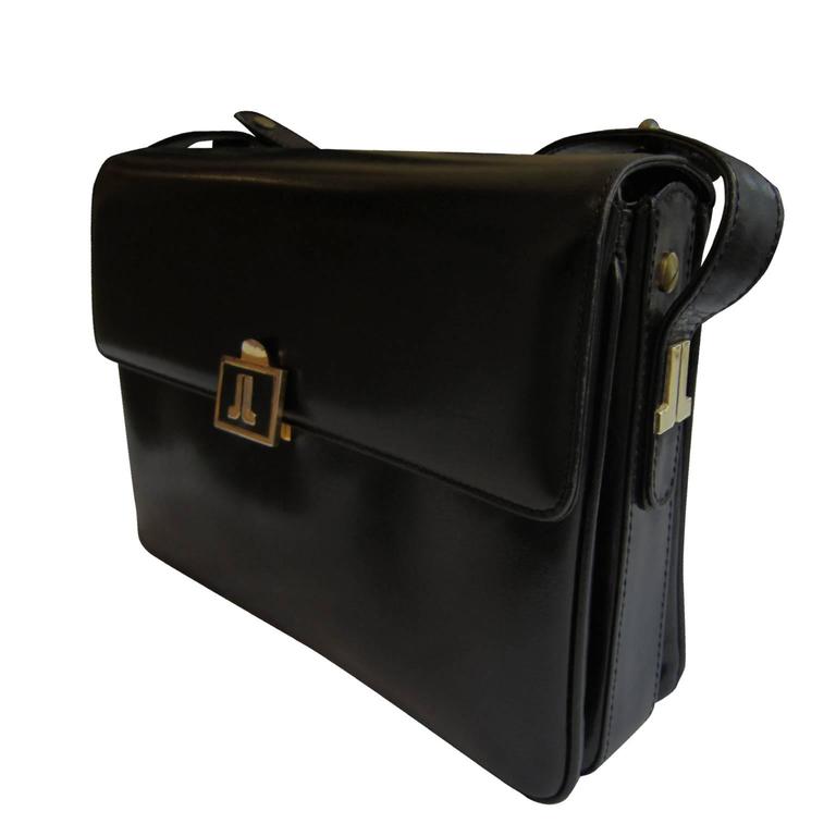 Lanvin Black Leather Box Shoulder Bag 70s at 1stDibs | lanvin vintage ...