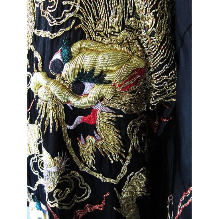 Golden Dragon Fuku Ryu Kimono Robe, 1940s at 1stDibs | golden dragon kimono
