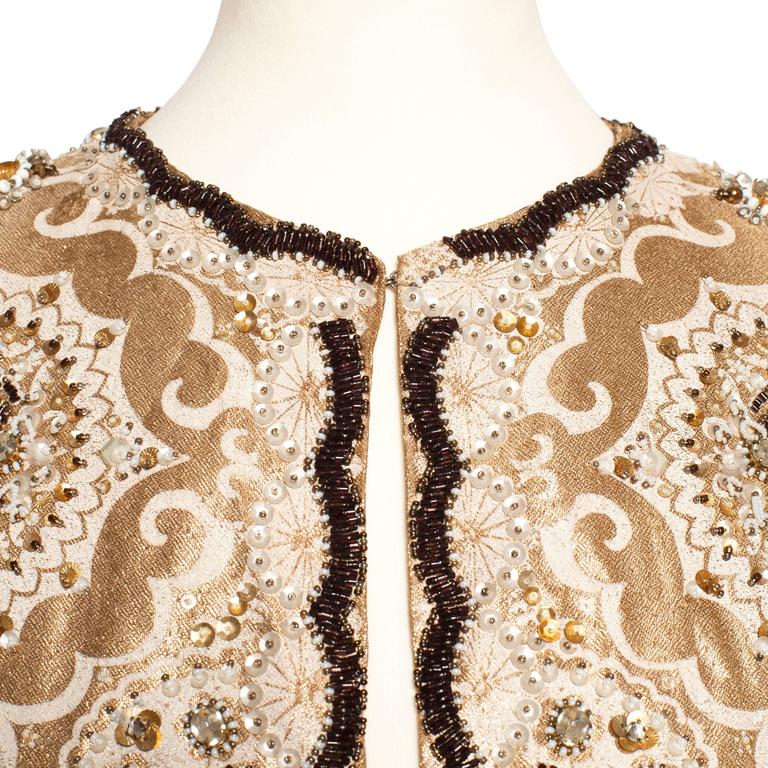 Golden Beaded Bolero Jacket 1960's at 1stDibs | gold beaded jacket