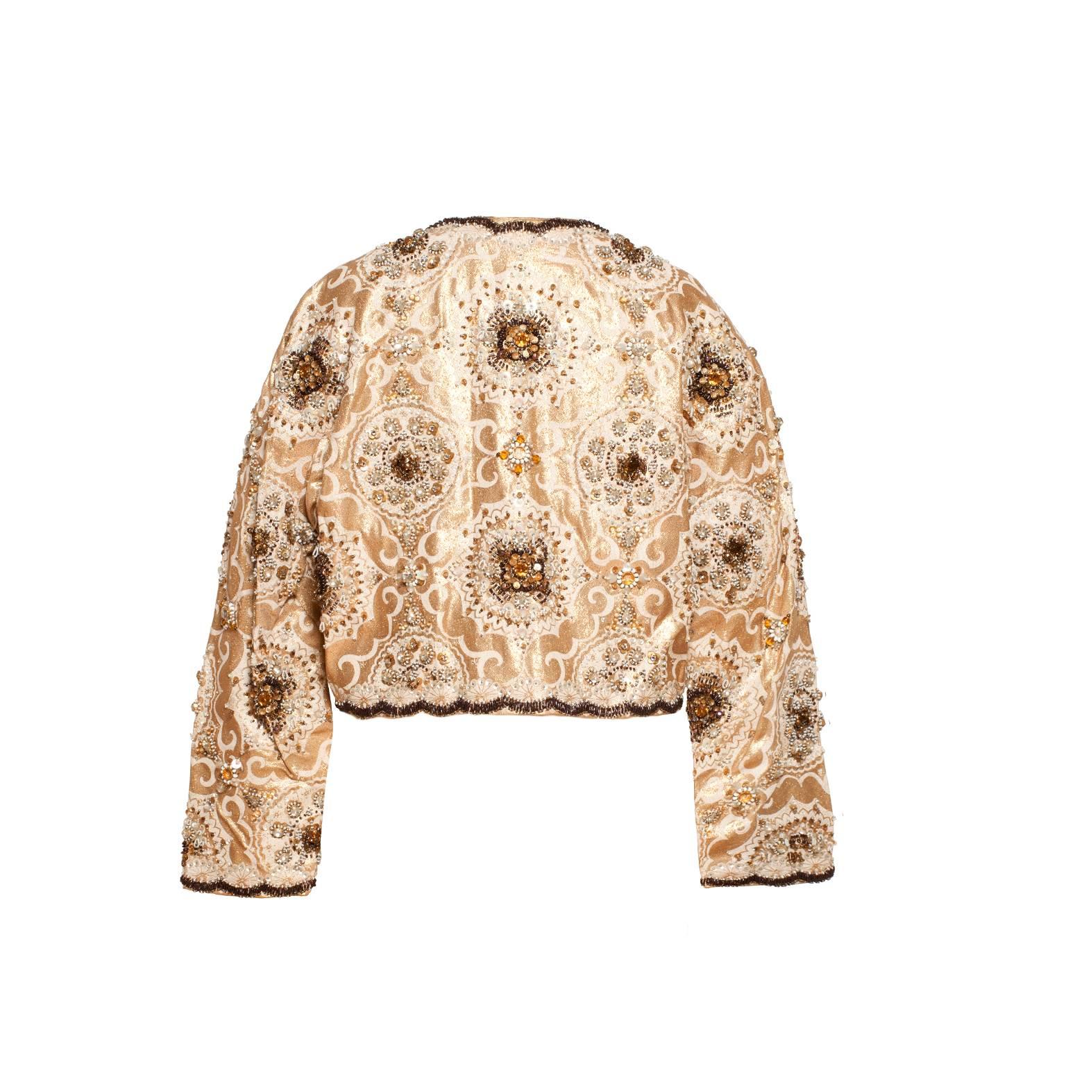 Golden Beaded Bolero Jacket 1960's at 1stDibs | gold beaded jacket