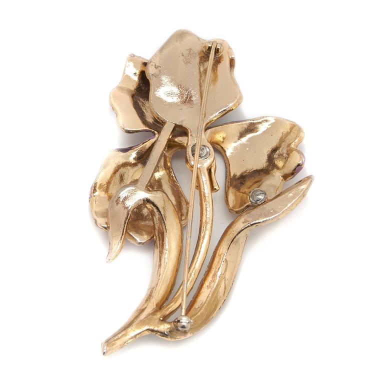 Vintage Coro Enamel Iris Brooch at 1stDibs | enamel brooch, vintage ...