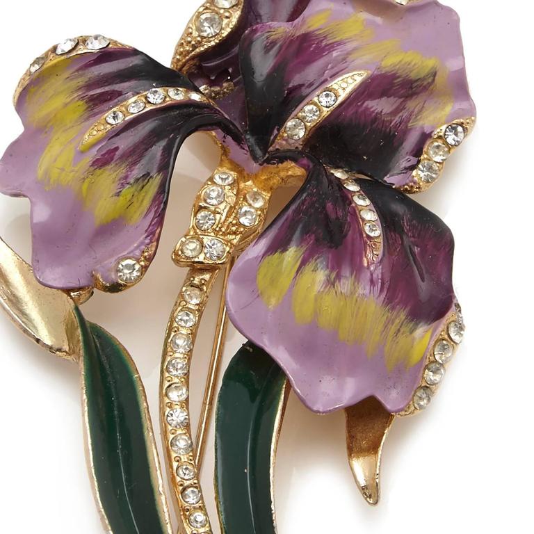 Vintage Coro Enamel Iris Brooch at 1stDibs | enamel brooch, vintage ...