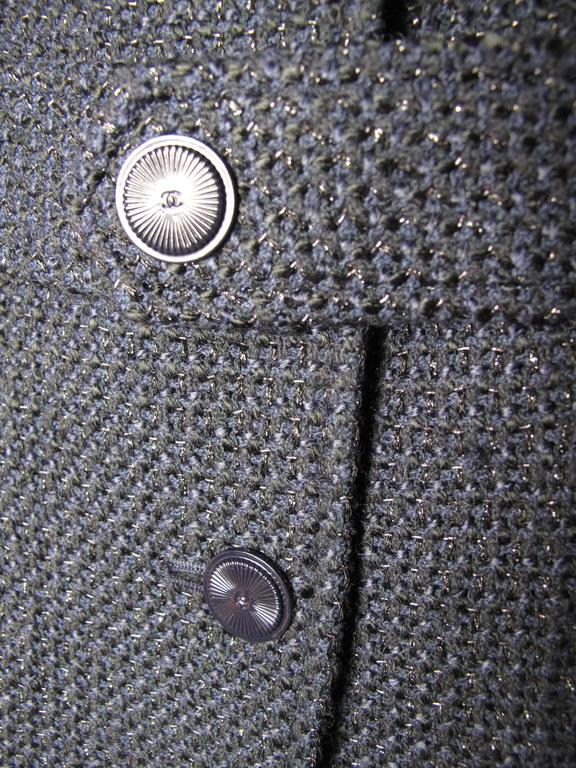 Chanel Navy Jacket with Fabric Woven to Sparkle at 1stDibs