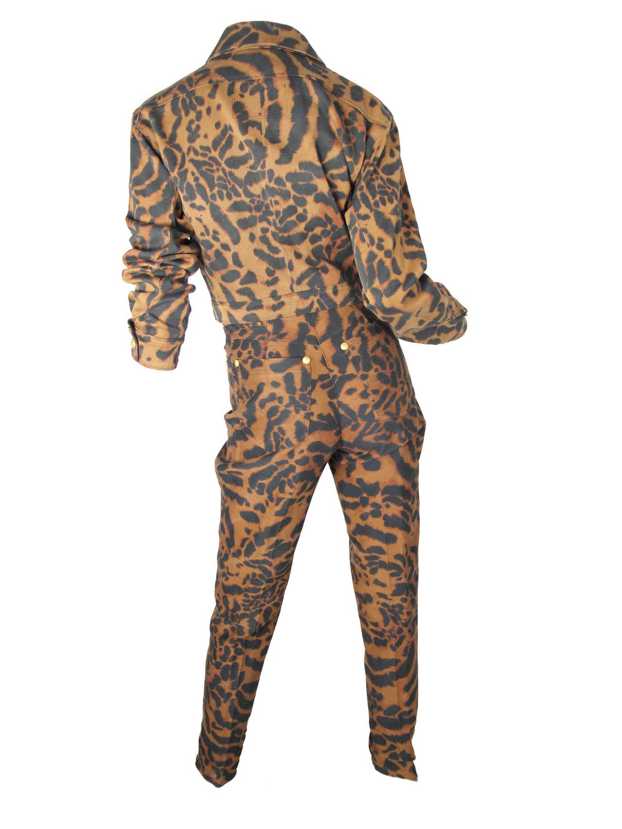 1992 Gianni Versace Leopard Denim Jacket and Jeans at 1stDibs