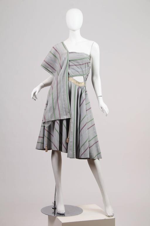 1950S TINA LESSER BY FOREMAN Baby Blue Embroidered Cotton Strapless ...