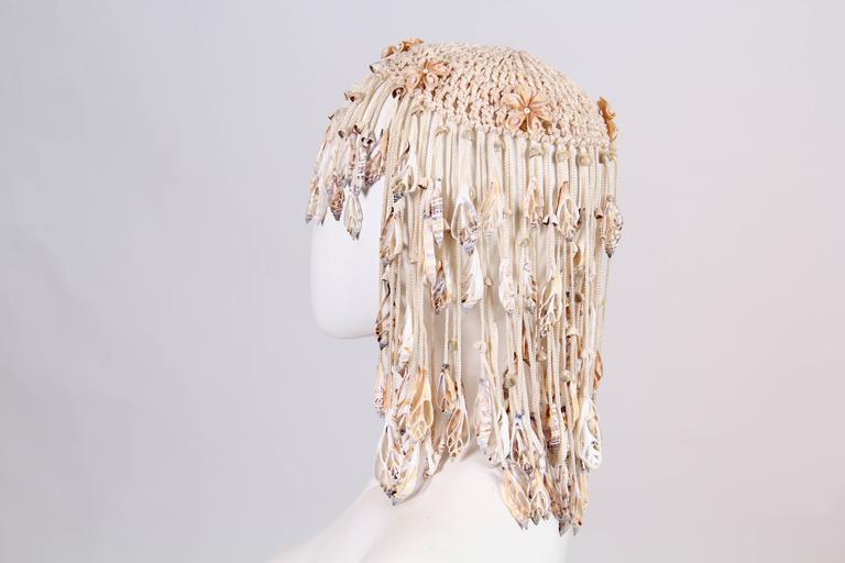 1970s Crochet and Shells Headpiece For Sale at 1stDibs