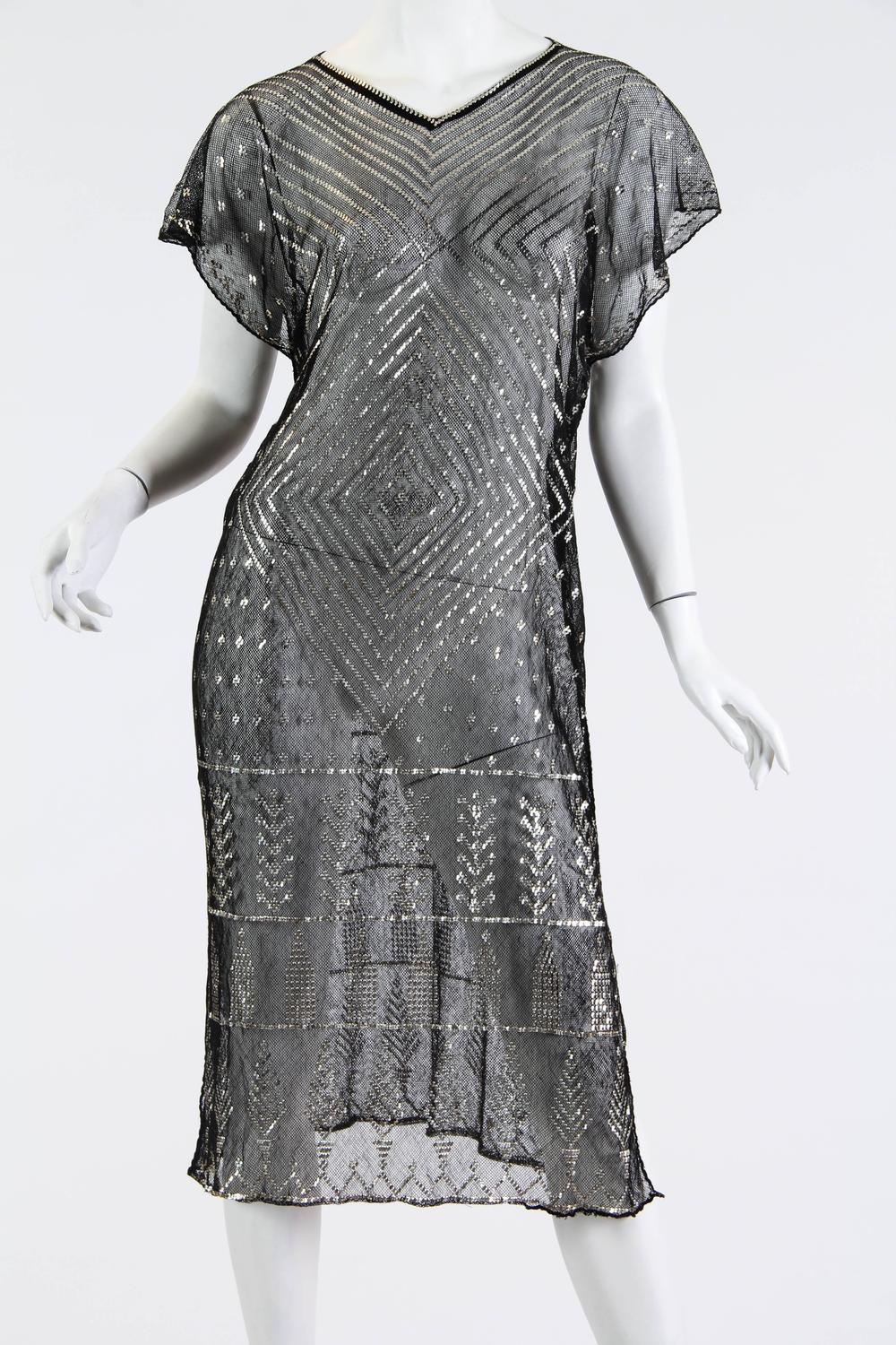 1920s Egyptian Assuit Metal and Cotton Net Dress at 1stdibs