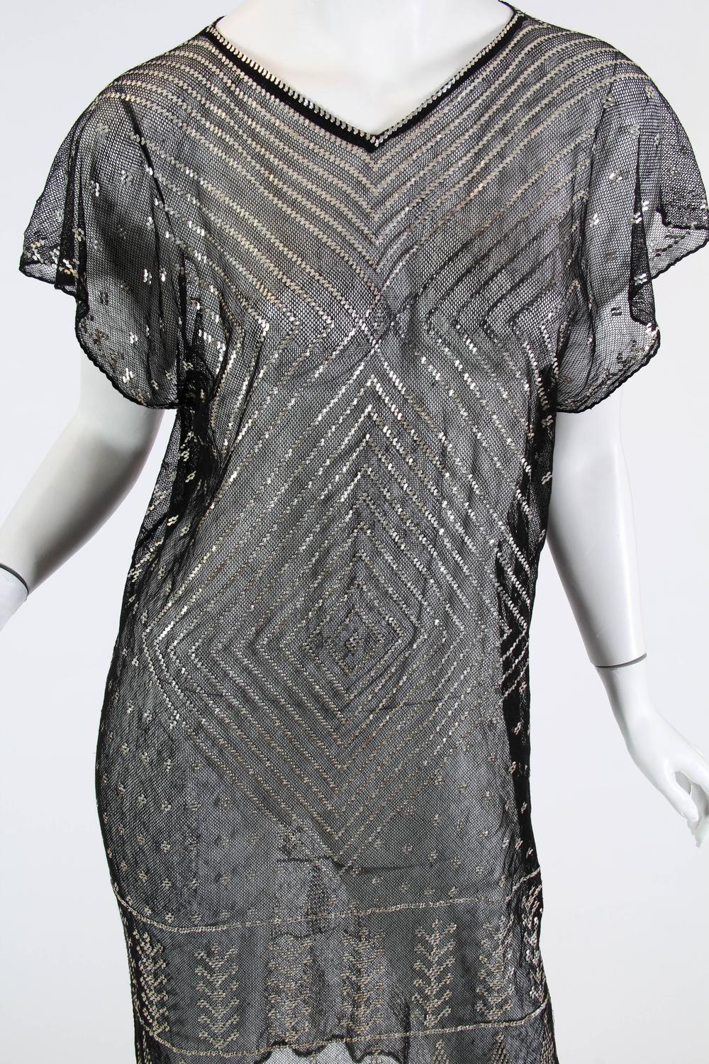 1920s Egyptian Assuit Metal and Cotton Net Dress at 1stdibs