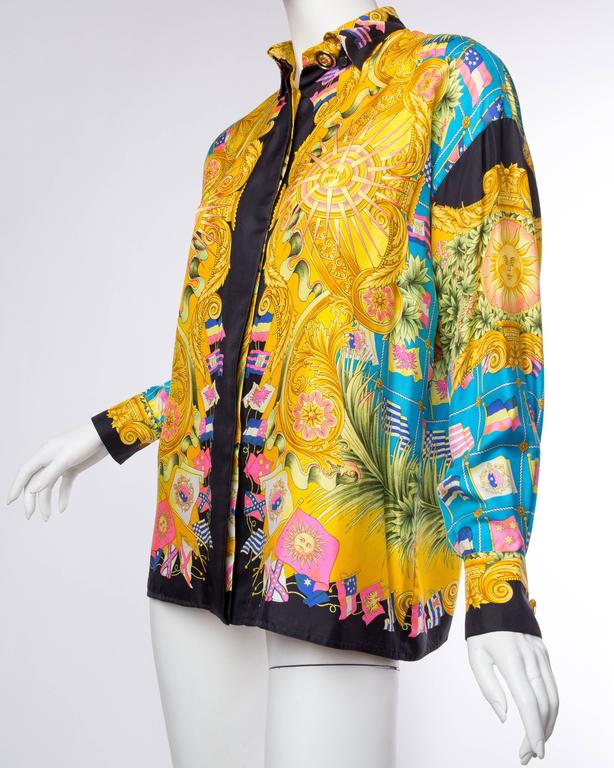 Gianni Versace Couture Women's Printed Silk Blouse at 1stDibs