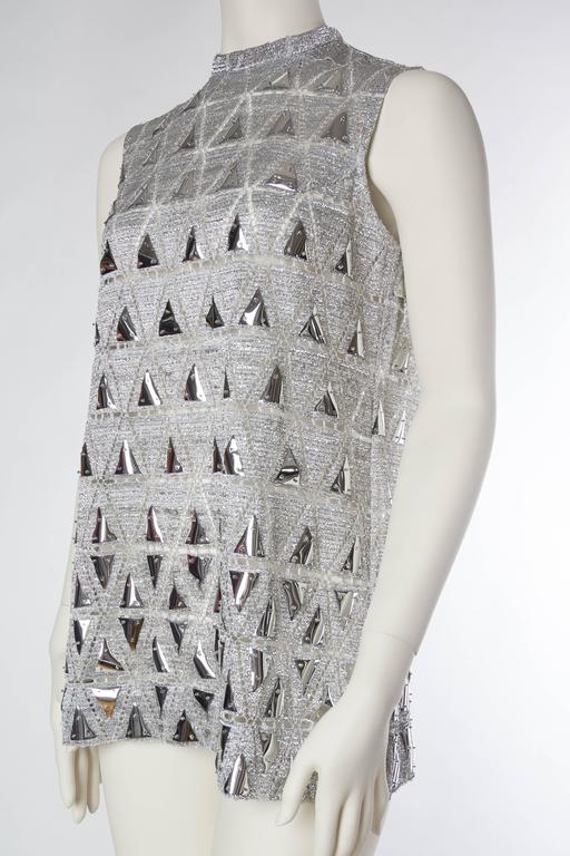 Space chic Mod 1960s Metallic Silver Micro-Mini Dress at 1stDibs