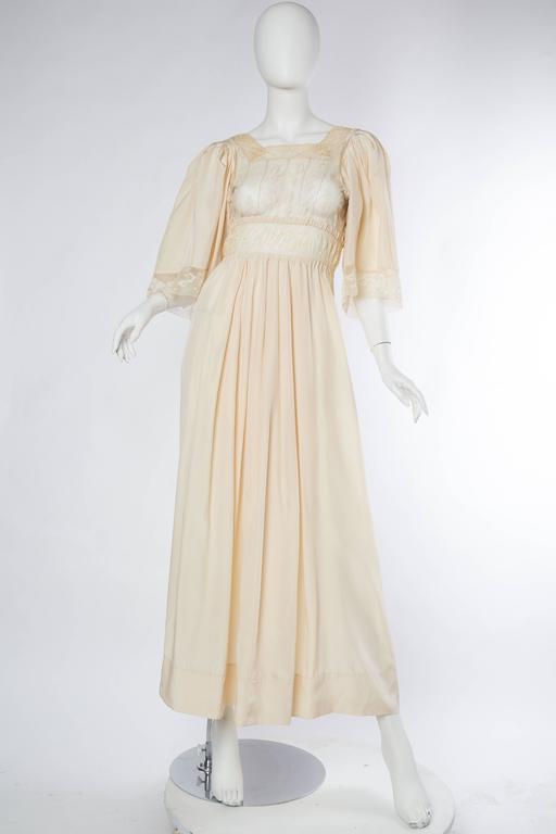 Edwardian Silk and Lace Negligee Dress at 1stDibs