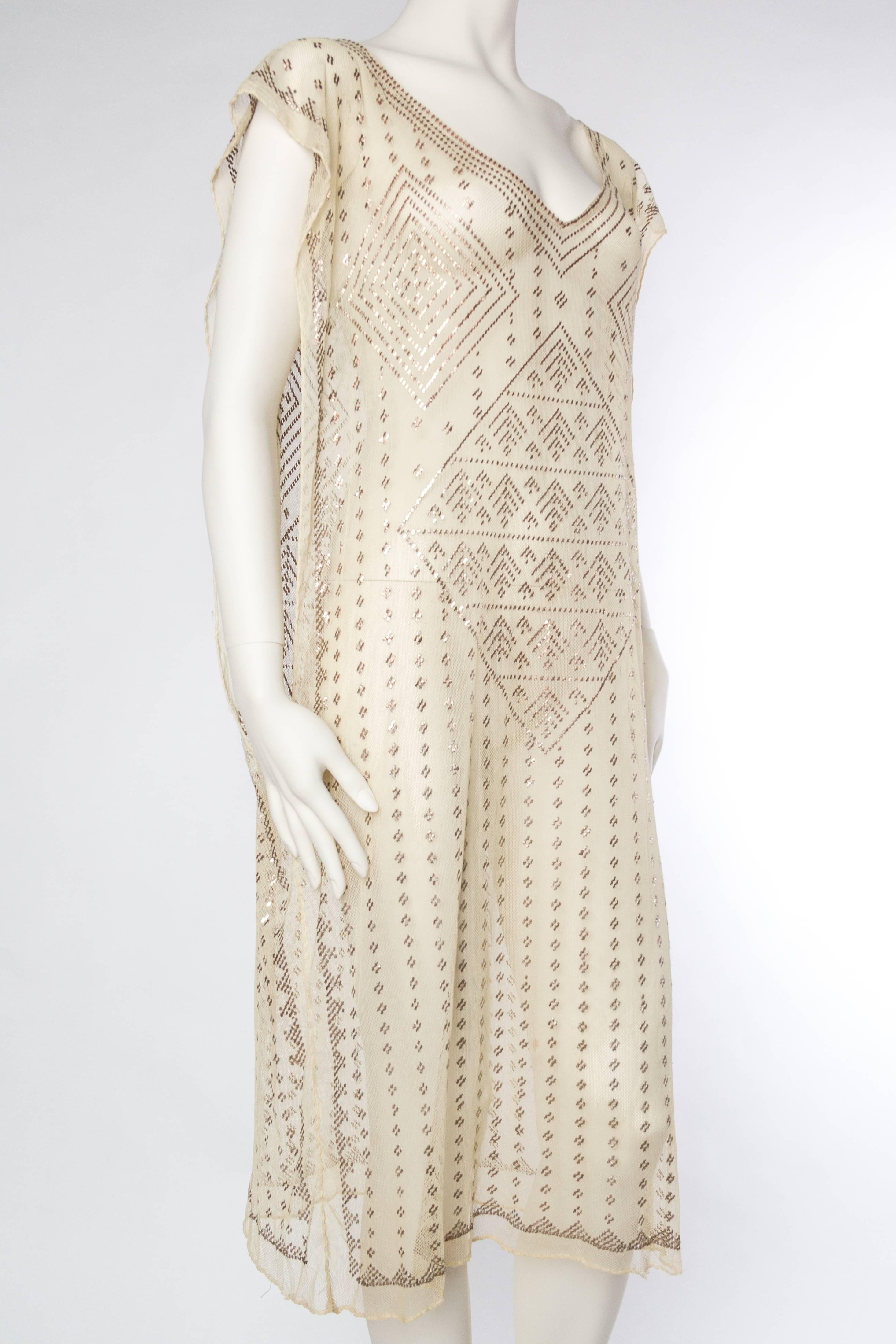 1920s Egyptian Assuit Net and Silver Dress at 1stDibs