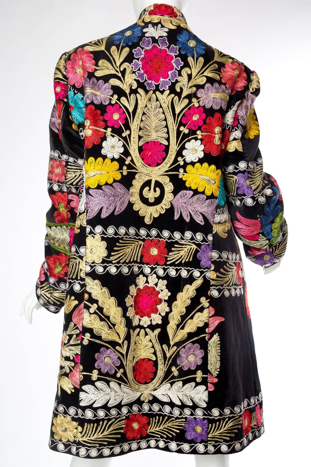 1960s Embroidered Velvet BoHo Coat For Sale at 1stdibs