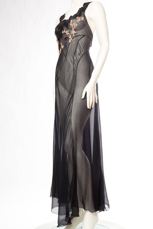 Very Fine Backless Negligee in Sheer Silk and Lace from the 1930s at ...