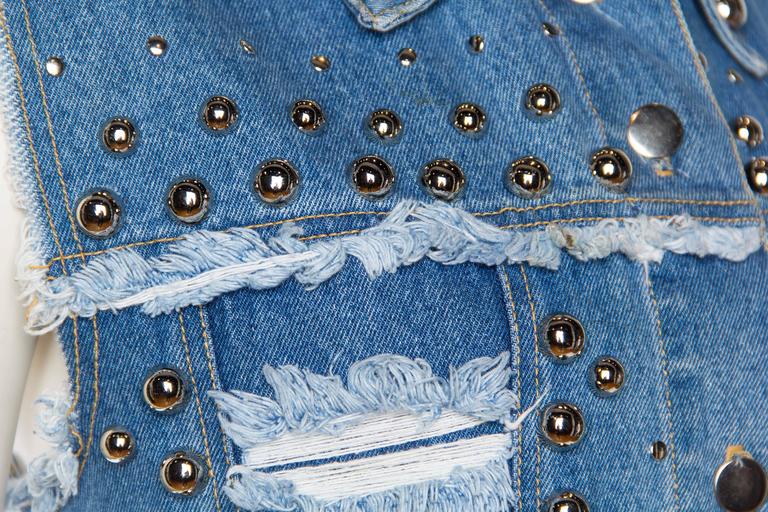 Chrome Studded Denim Vest at 1stDibs